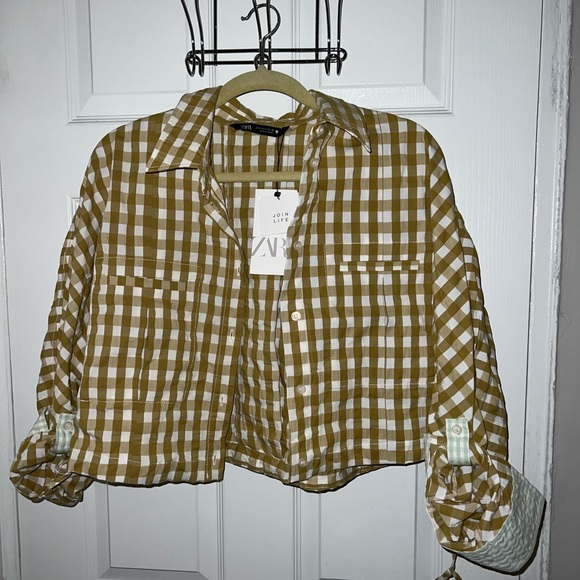Zara | Tops | Zara Crop Flannel Shacket | Poshmark